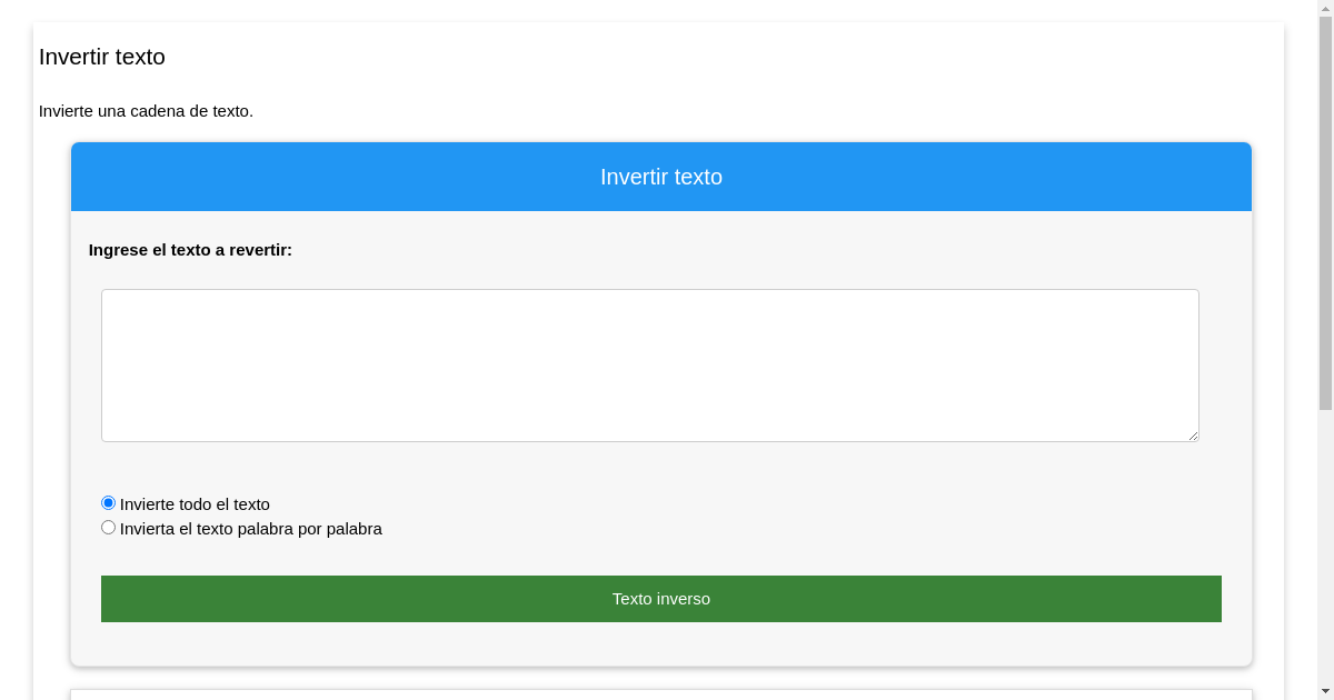 Invertir texto - Invertir una cadena en línea