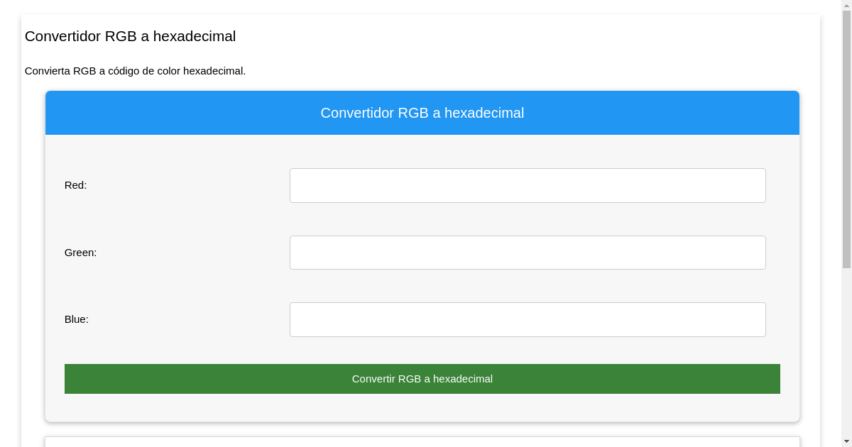 Convertidor RGB a hexadecimal - Convertir RGB a código de color hexadecimal