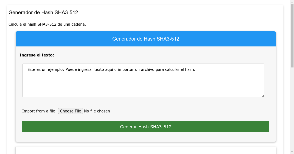 Generador de Hash SHA3-512 en línea