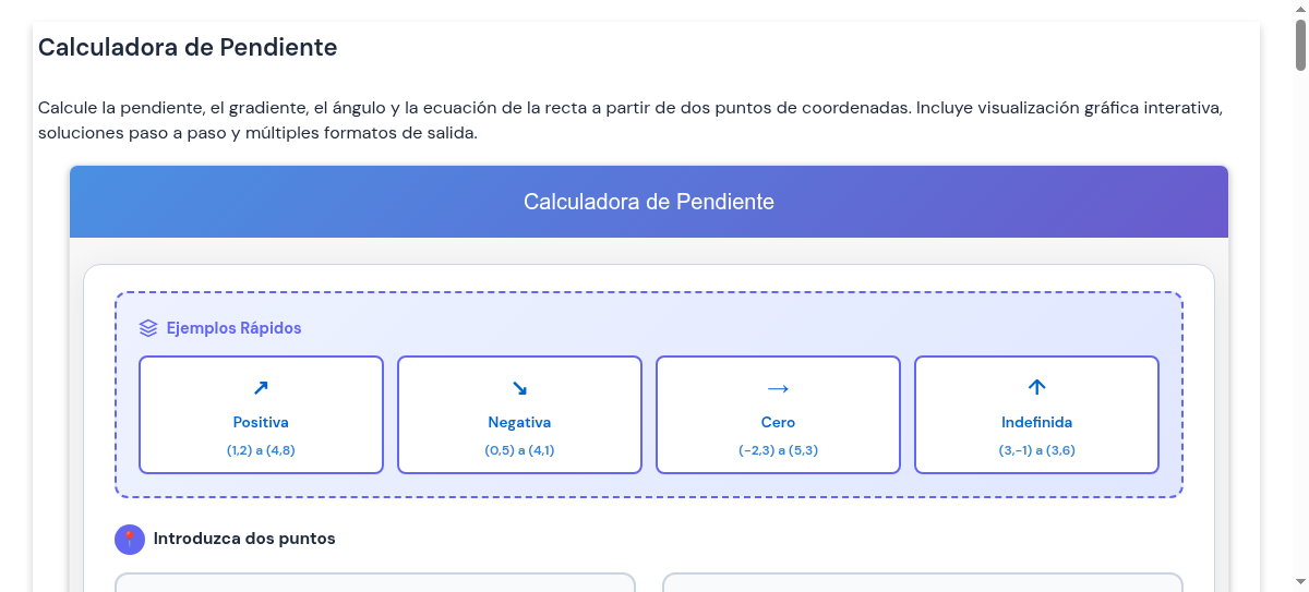 Calculadora de Pendiente - Hallar Gradiente, Ángulo y Ecuación de Dos ...