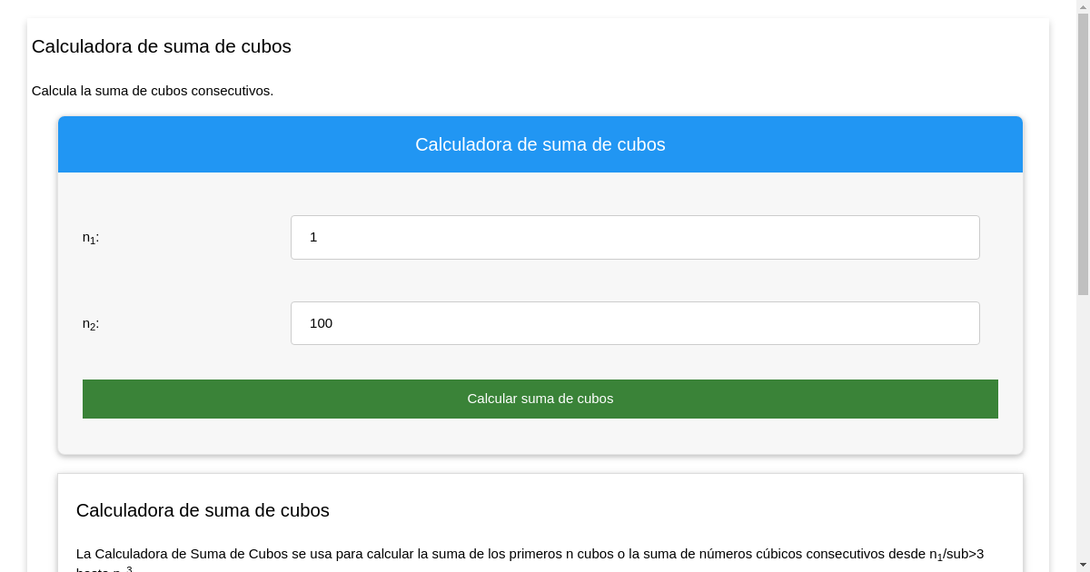 Calculadora de suma de cubos