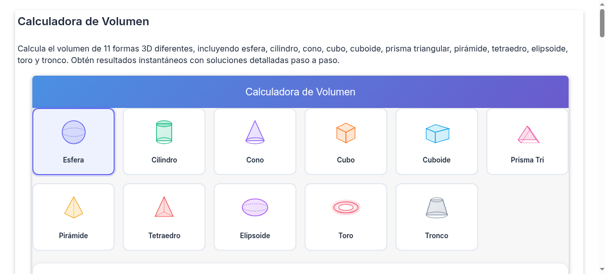 Calculadora de Volumen - Calcula el Volumen de Formas 3D con Soluciones ...