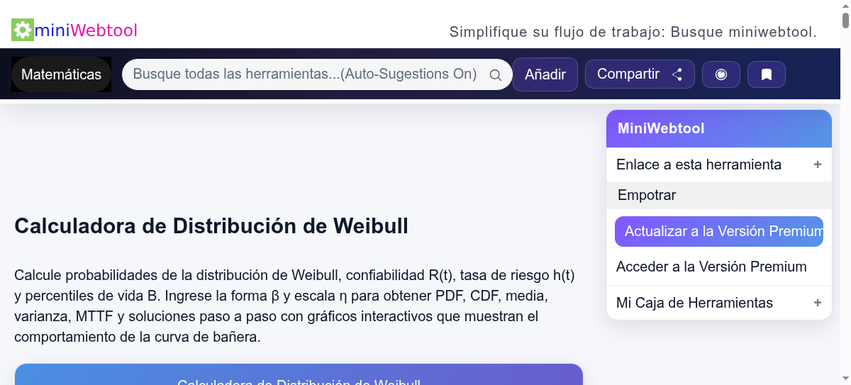 Calculadora de Distribución de Weibull - PDF, CDF, Confiabilidad y ...