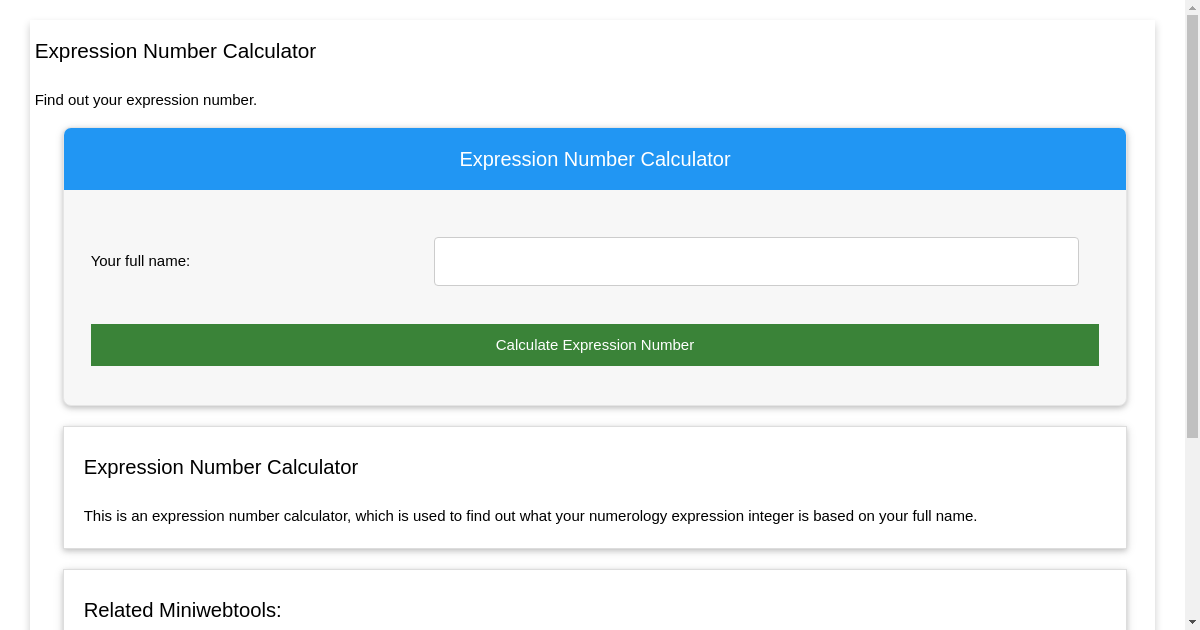 Expression Number Calculator