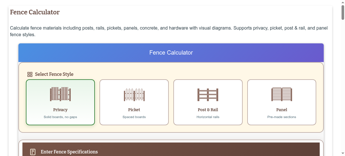 Fence Calculator - Estimate Posts, Rails, Pickets & Materials