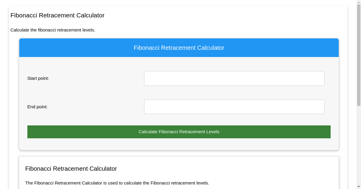 Fibonacci Retracement Calculator