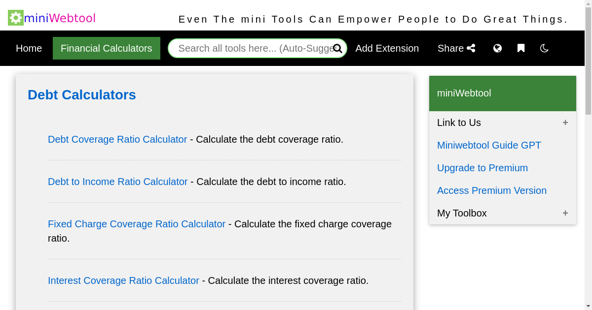 Online Tools and Calculators - Debt Calculators