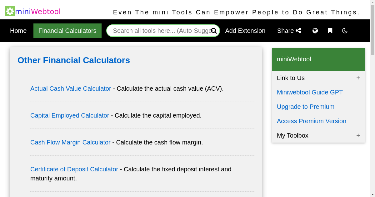 Online Tools and Calculators - Other Financial Calculators
