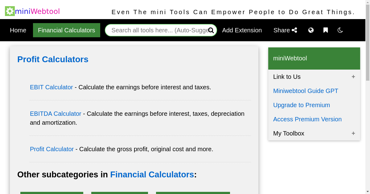 Online Tools and Calculators - Profit Calculators