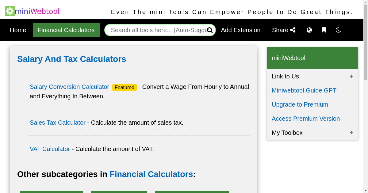 Online Tools and Calculators - Salary And Tax Calculators