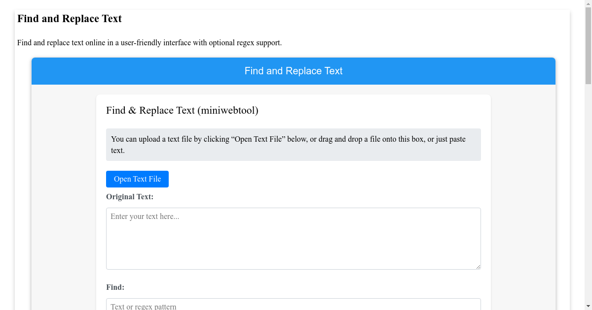 Free Find and Replace Text online Tool
