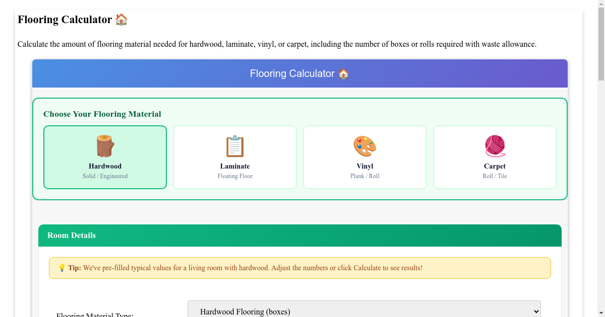 Flooring Calculator - Estimate Flooring Material Needed