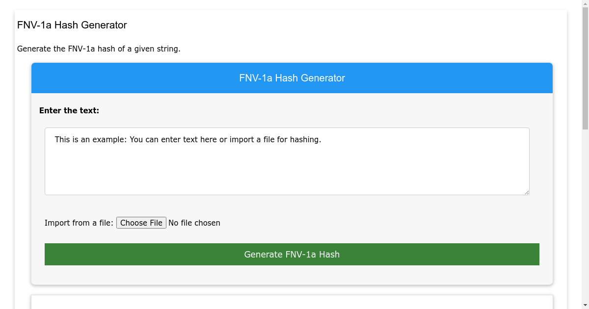 Fnv 1a Hash Generator 