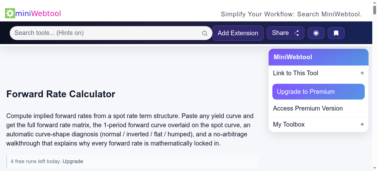 Forward Rate Calculator - Implied Forward Rates from a Spot Curve