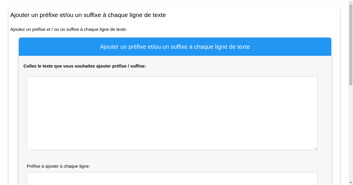 Ajouter un préfixe et un suffixe au texte - Formateur de lignes de ...