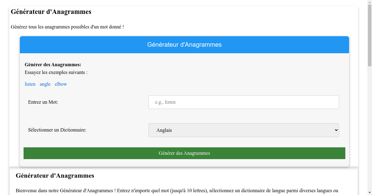 Générateur d'Anagrammes