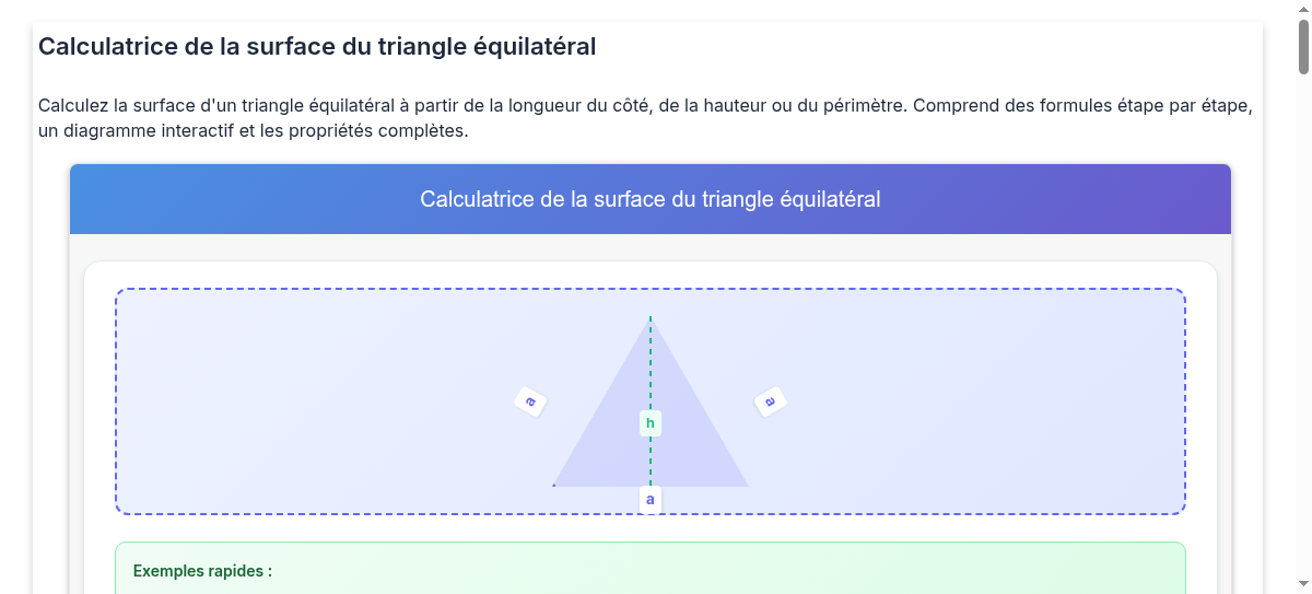 Calculatrice de la surface du triangle équilatéral - Calculer surface ...