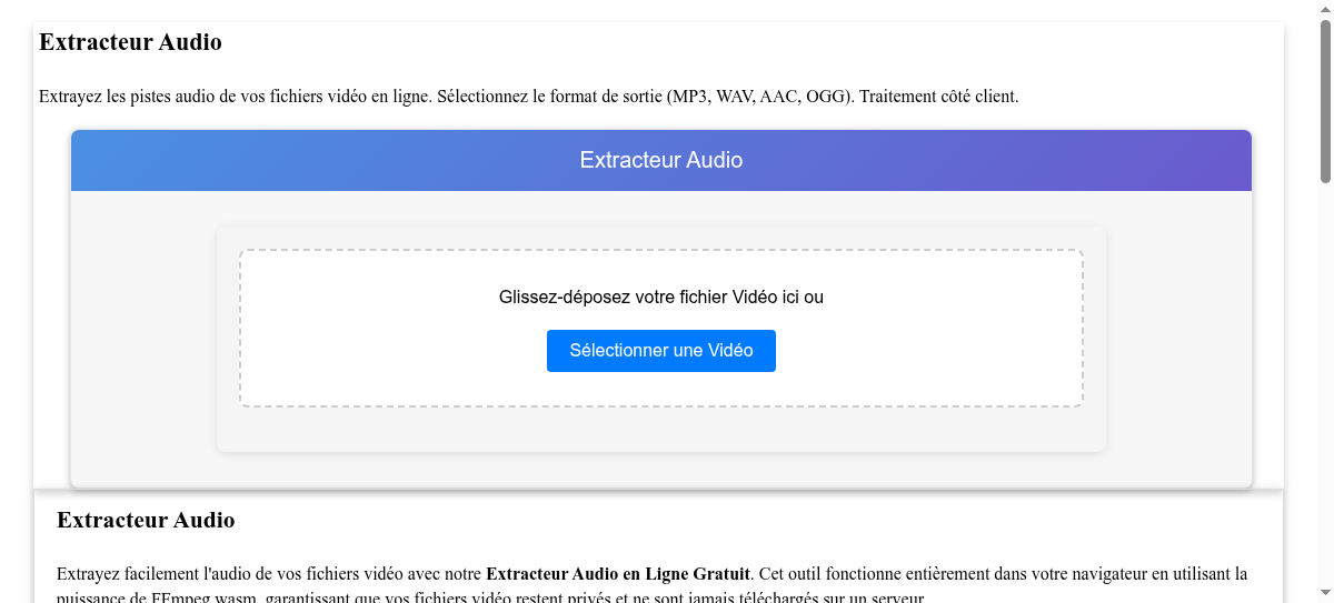 Extracteur Audio en Ligne Gratuit - Extraire l'Audio d'une Vidéo