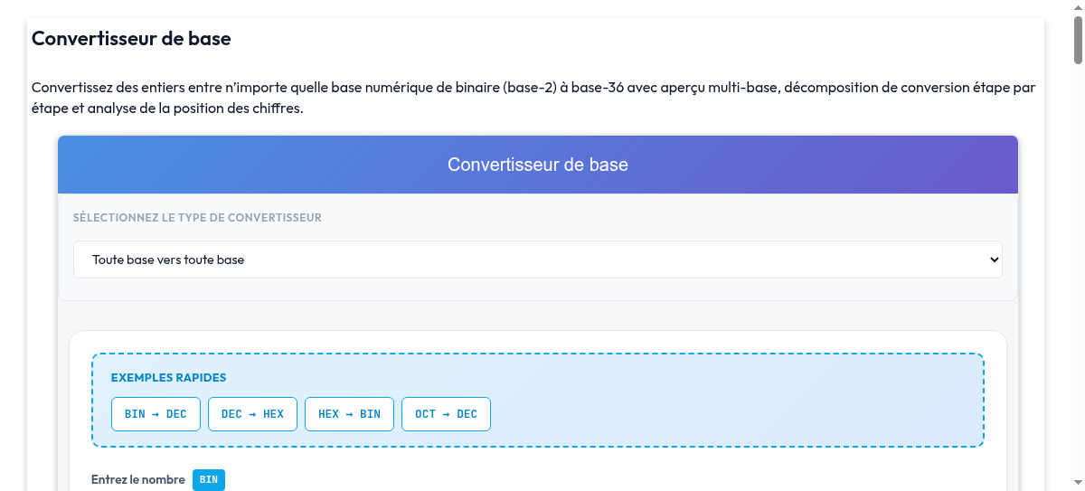 Convertisseur de base - Convertir des nombres entre n’importe quelle ...