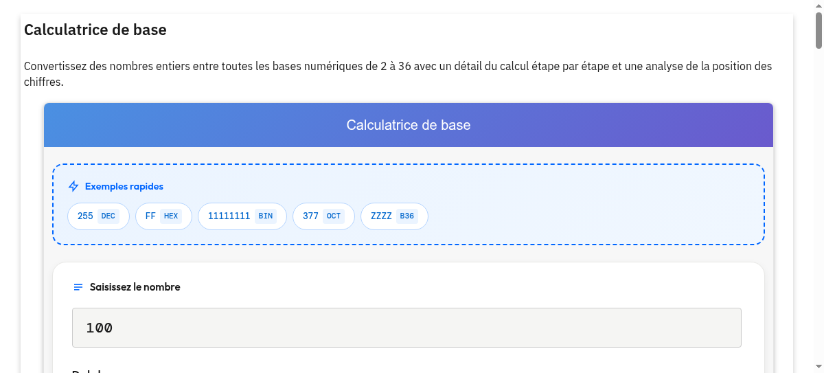 Calculatrice de base | Convertisseur de base numérique