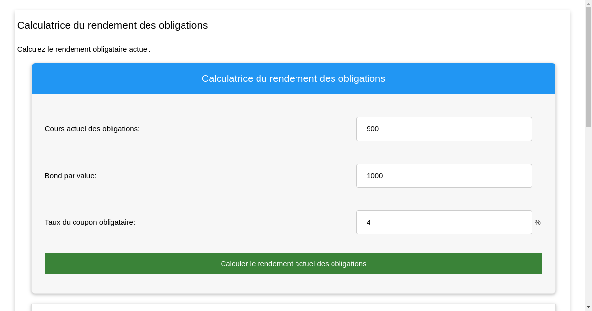 Calculatrice du rendement des obligations - Calculer le rendement ...