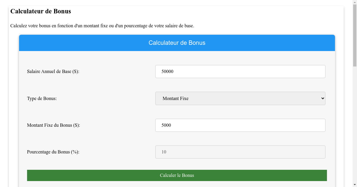Calculateur de Bonus