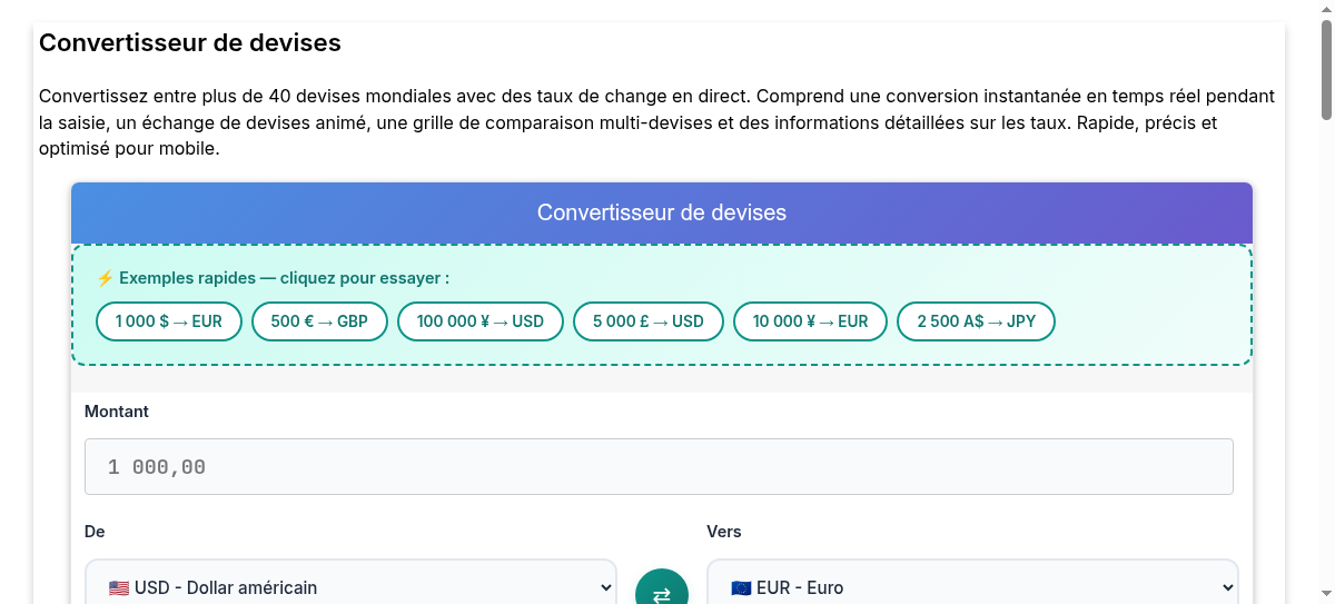 Convertisseur de devises - Calculateur de taux de change en direct avec ...