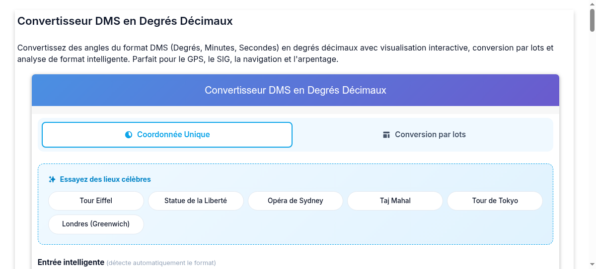 Convertisseur DMS en Degrés Décimaux - Convertir des coordonnées avec ...