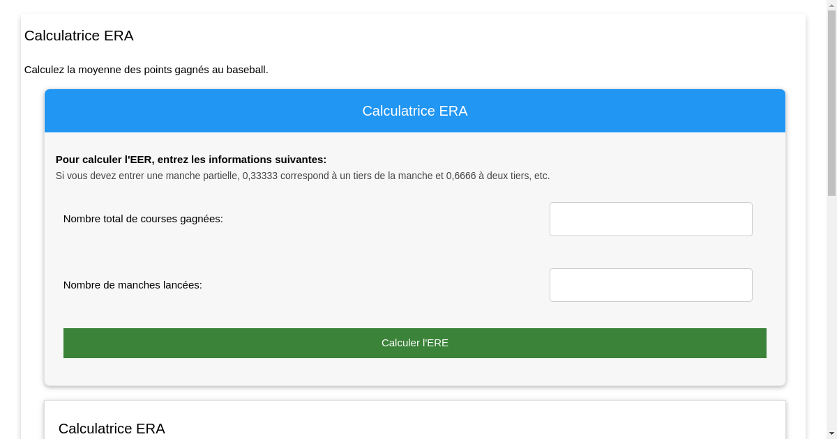 Calculatrice d'ERA - Calculer la moyenne de points mérités pour les ...