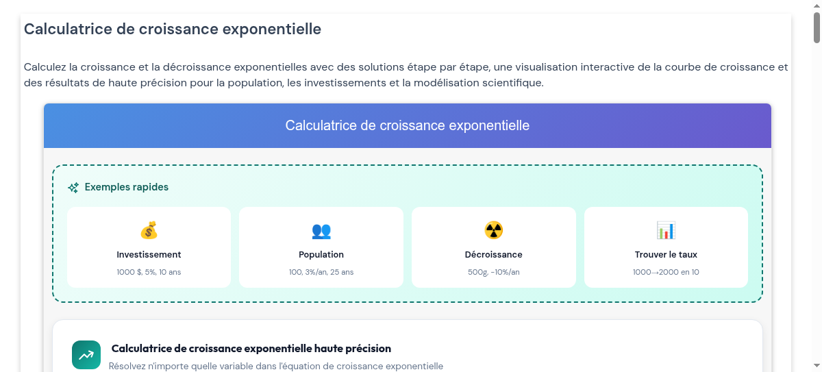 Calculatrice de Croissance Exponentielle - Analyse de Croissance et ...