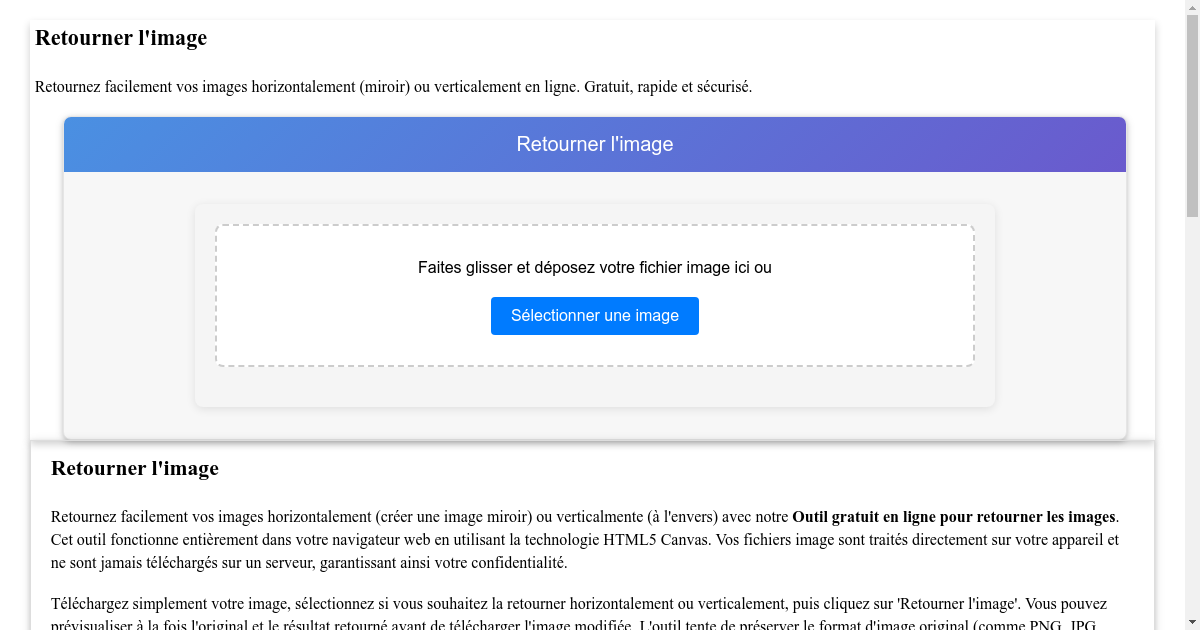 Retourner l'image horizontalement ou verticalement en ligne (Gratuit)