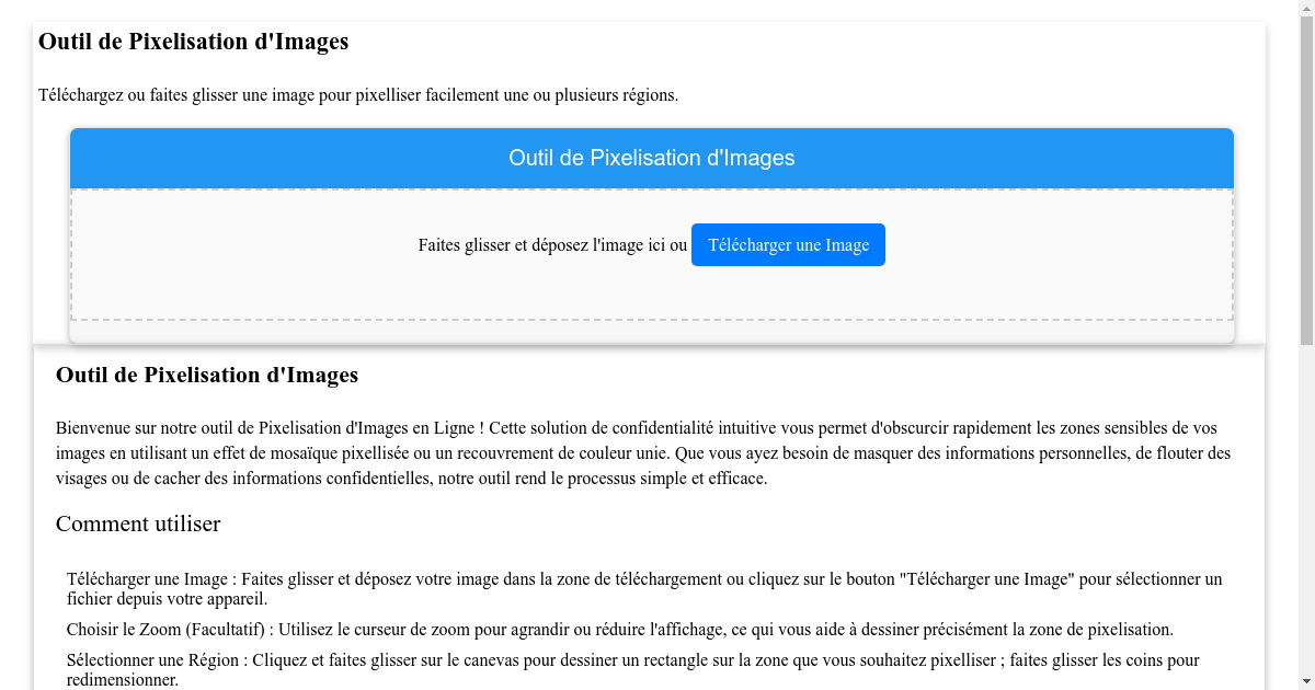 Outil de Pixelisation d'Images en Ligne Gratuit