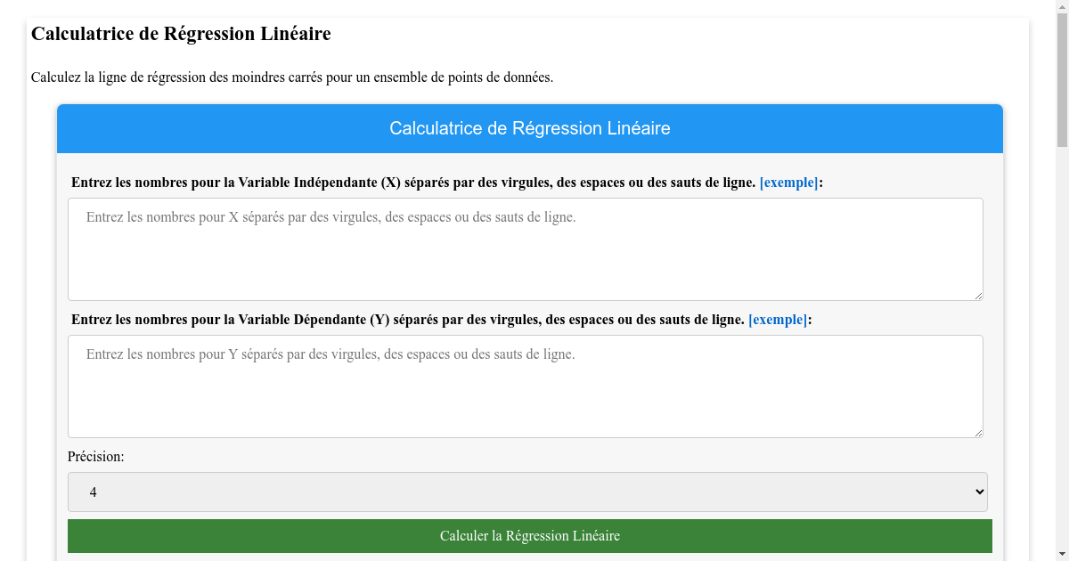 Calculatrice de Régression Linéaire