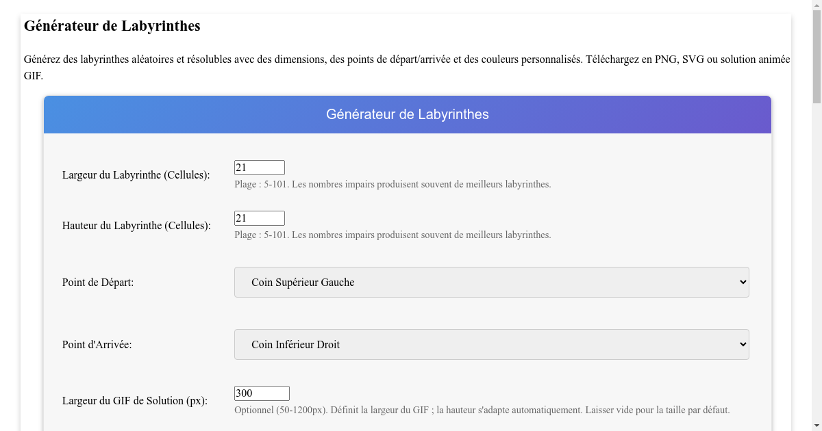 Générateur de Labyrinthes Gratuit et Personnalisable - Créez, Résolvez ...