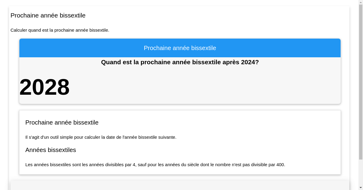 Année bissextile suivante après 2025