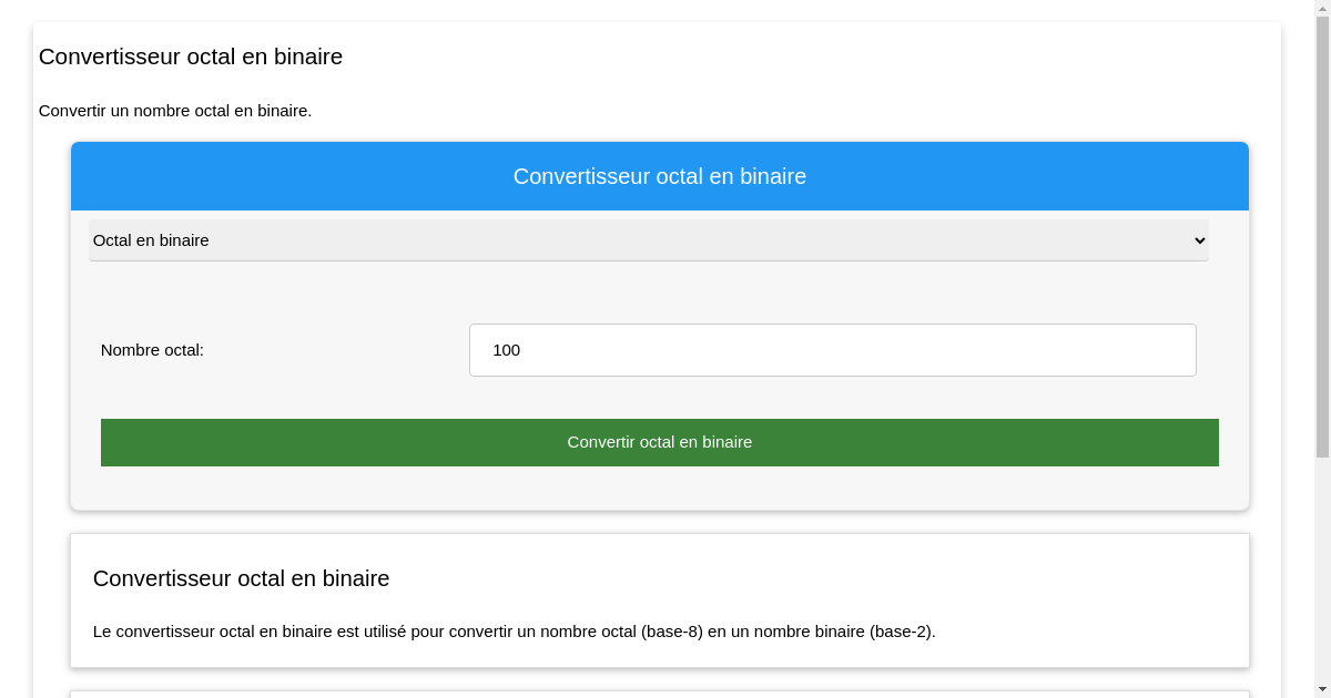 Convertisseur octal en binaire