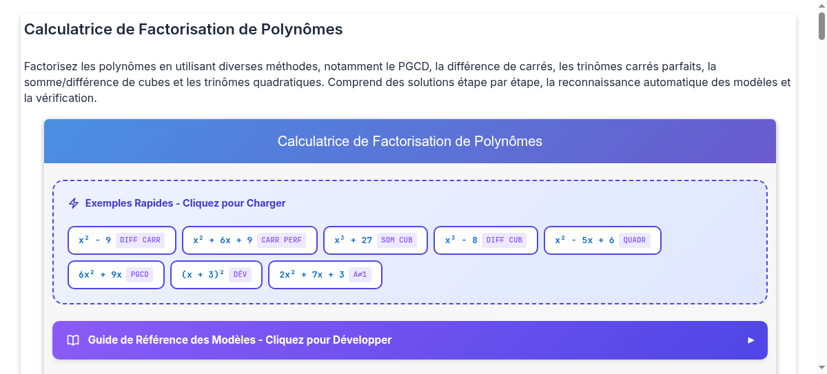 Calculatrice de Factorisation de Polynômes - Factoriser les Polynômes ...