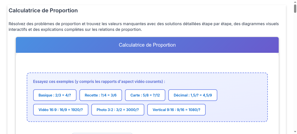 Calculatrice de Proportion - Résoudre des proportions avec des ...