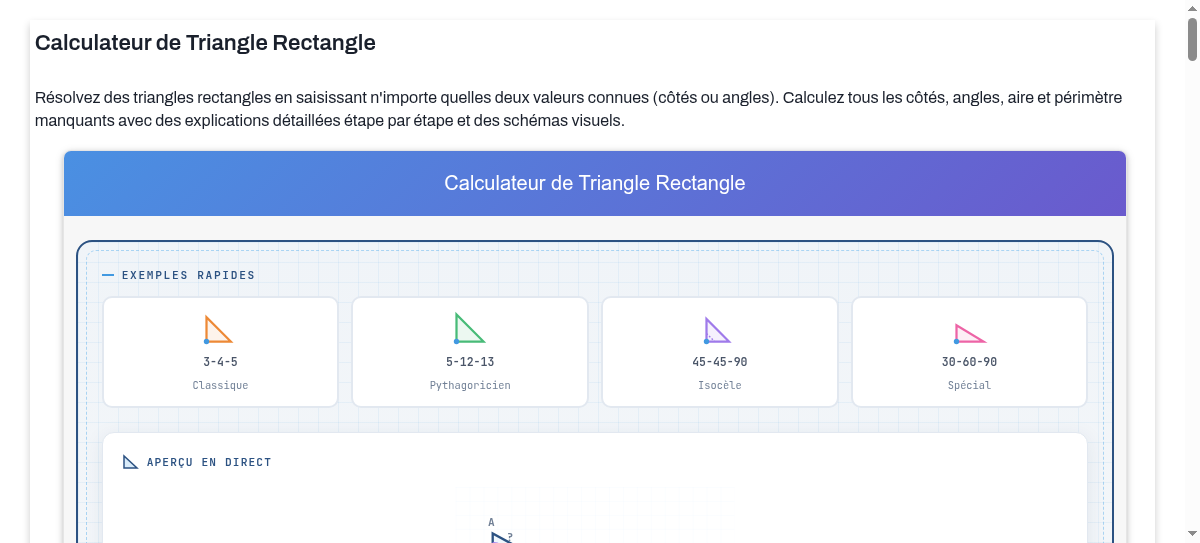 Calculateur de Triangle Rectangle - Résoudre des triangles rectangles ...