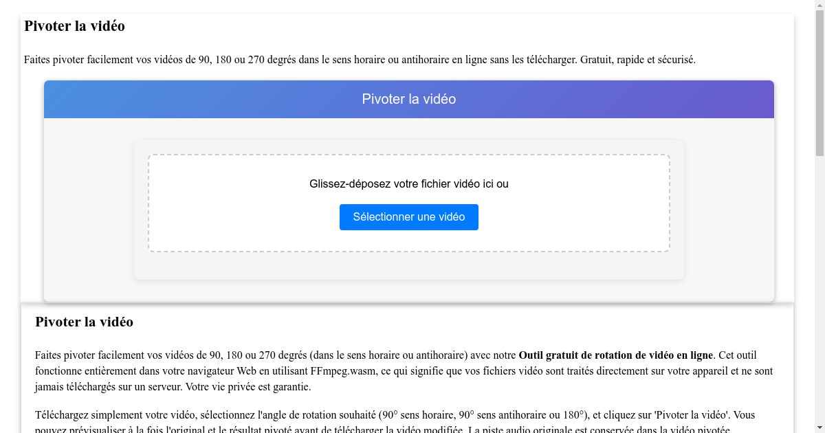 Pivoter une vidéo en ligne (90, 180, 270 degrés) - Gratuit