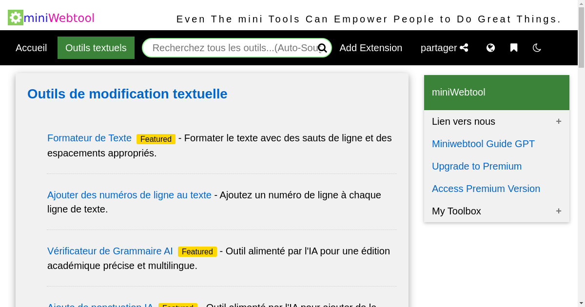 Outils gratuits et calculatrice - Outils de modification textuelle