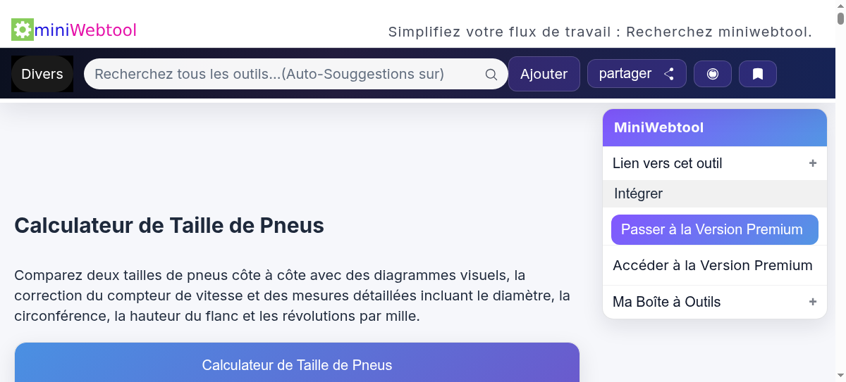 Calculateur de Taille de Pneus - Comparer les Tailles et Correction du ...