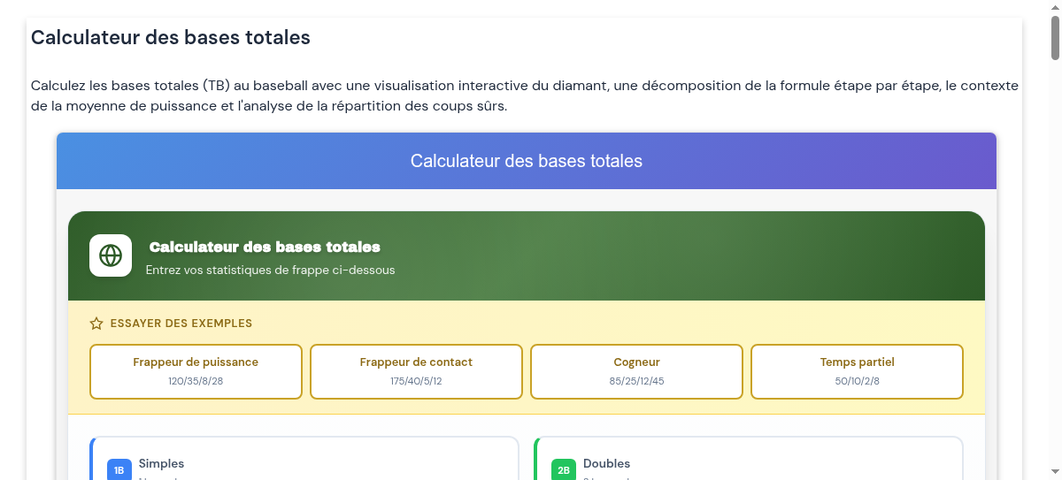 Calculateur des bases totales - Analyse des stats de baseball avec ...