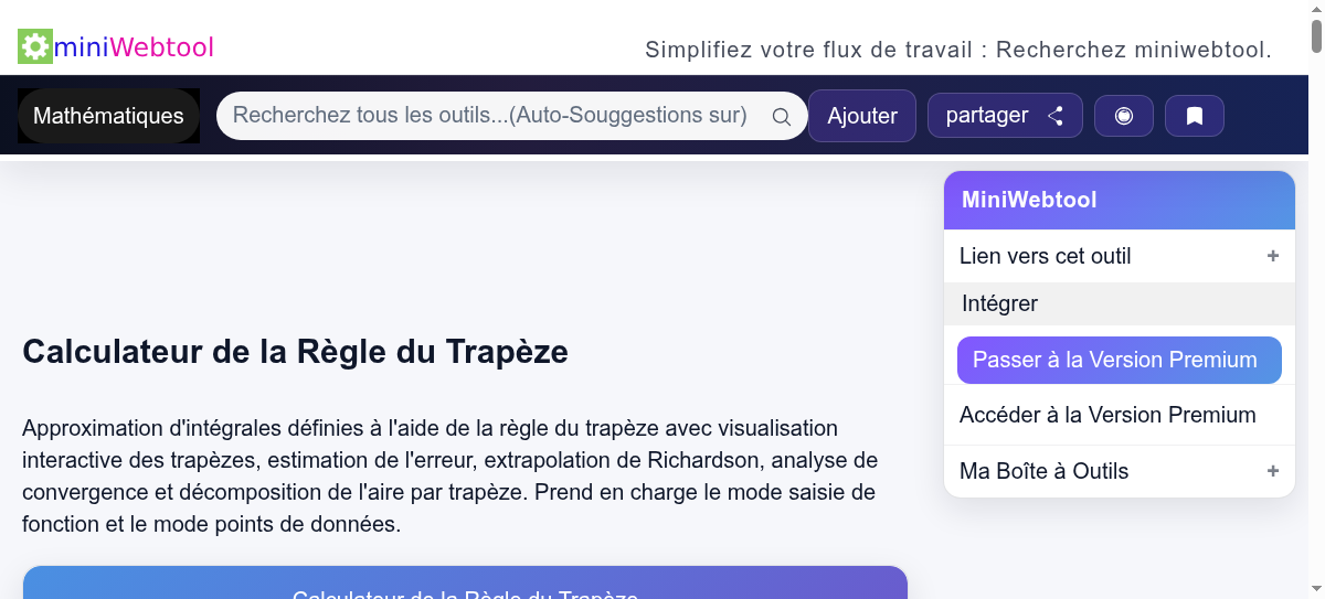 Calculateur de la Règle du Trapèze - Approximation d'Intégrales avec ...