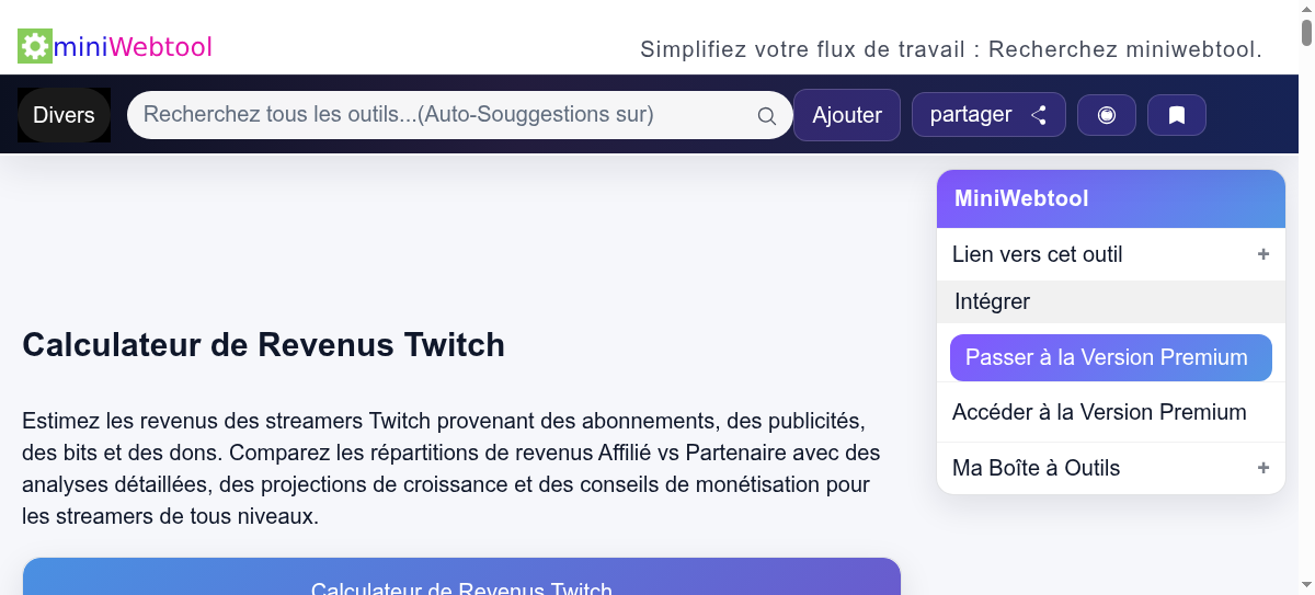Calculateur de Revenus Twitch - Estimer les revenus des streamers (Subs ...