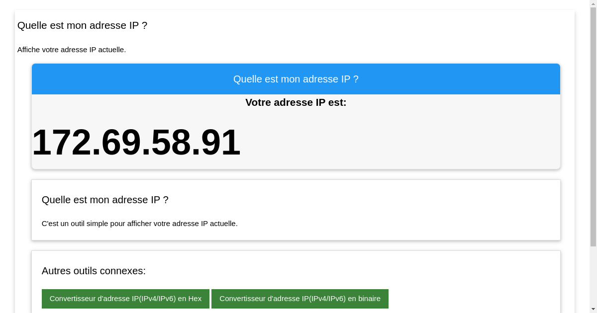 Quelle est mon adresse IP ? - Affiche votre adresse IP
