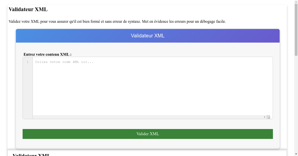 Validateur XML en ligne gratuit - Vérifiez la bonne formation