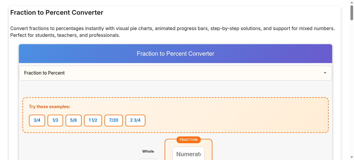 Fraction to Percent Converter - Convert Any Fraction to Percentage with ...