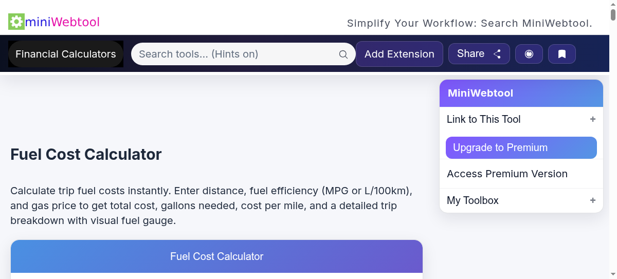 Fuel Cost Calculator - Estimate Trip Gas Cost by Distance, MPG & Price