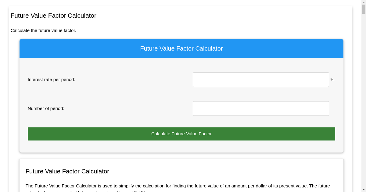 Future Value Factor (FVIF) Calculator with Growth Chart